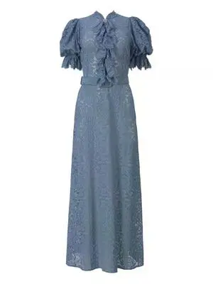 MOOS STUDIO Celeste Dress With Floral Embroidery And Belt