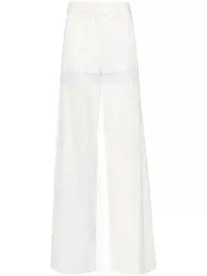 GENNY Sheer Stripe Wide-leg Trousers - White