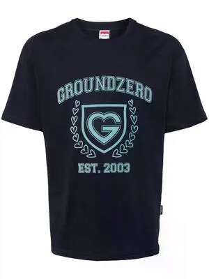 GROUND ZERO Logo-print Cotton T-shirt - Blue