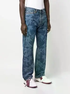 Palm Angels Palm Tree Print Denim Jeans