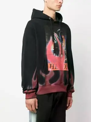 Heron Preston Flame Print Cotton Hoodie