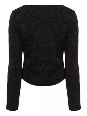 B+AB Cut-out Ribbed Knit Long Sleeve Top