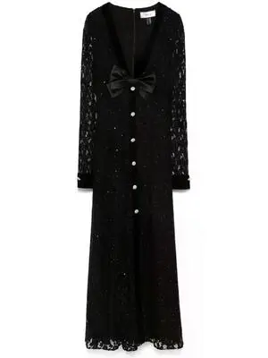 NISSA Crystal-embellished Lace Midi Dress
