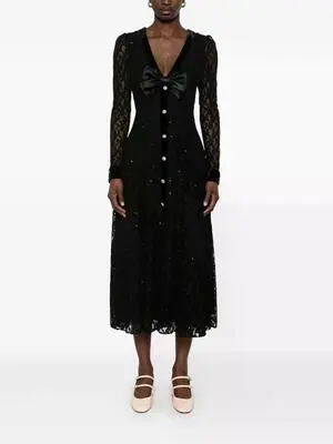 NISSA Crystal-embellished Lace Midi Dress