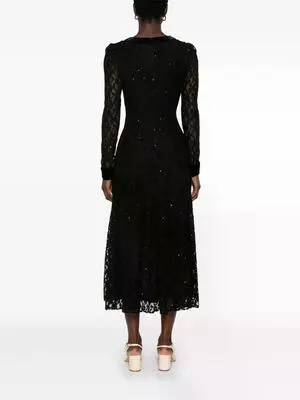 NISSA Crystal-embellished Lace Midi Dress