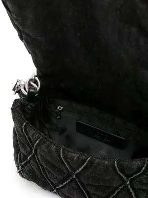 DIESEL® Logo Charm Quilted Denim Bag - Black