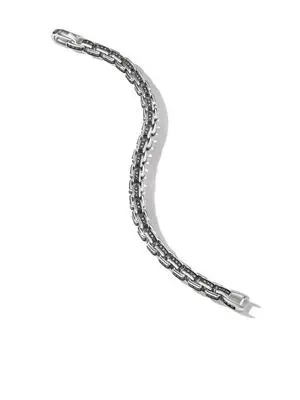 David Yurman Sterling Box Chain Bracelet With Black Diamonds