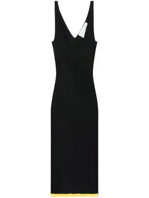 AZ FACTORY X Ester Manas V-neck Ribbed Midi Dress - Black