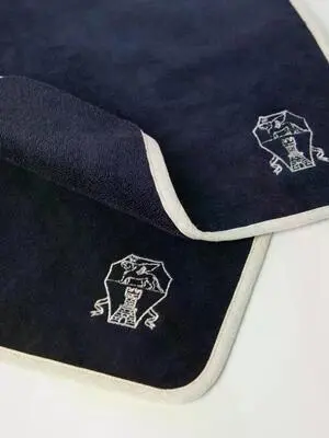 Brunello Cucinelli Embroidered Cotton Towels - Blue