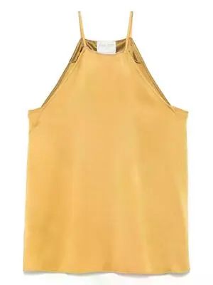 FORTE_FORTE Satin Square Neck Sleeveless Top With Bead Detailing