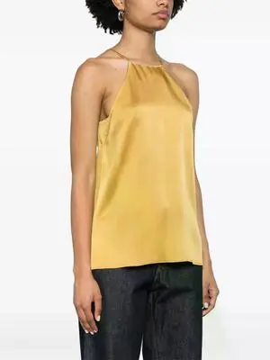 FORTE_FORTE Satin Square Neck Sleeveless Top With Bead Detailing