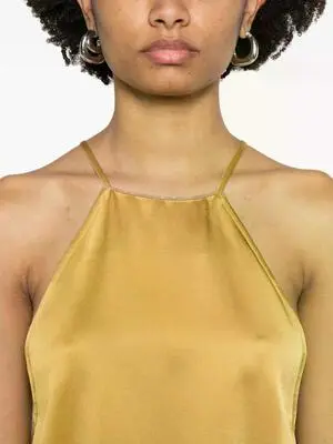FORTE_FORTE Satin Square Neck Sleeveless Top With Bead Detailing