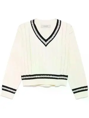 GOLDEN GOOSE Embellished V-neck Sweater - Neutrals