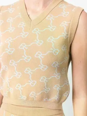Rokh Monogram Knit Vest - Neutrals