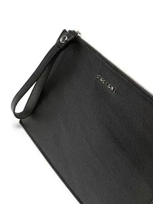 Orciani Logo-lettering Leather Clutch - Black