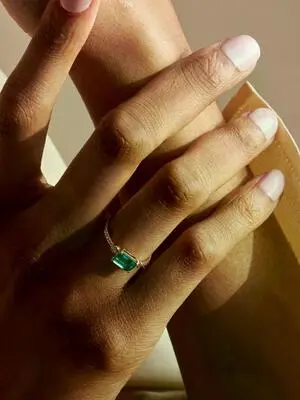 DINNY HALL 14k Yellow Emerald And Diamond Ring