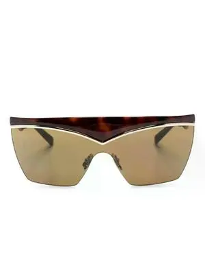 Saint Laurent Shield-frame Sunglasses - Brown
