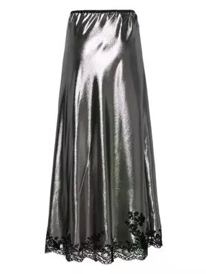 Carine Gilson Lace Trim Maxi Skirt - Silver