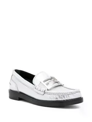 Fendi Metallic Leather Loafers