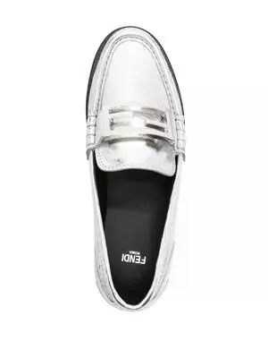 Fendi Metallic Leather Loafers