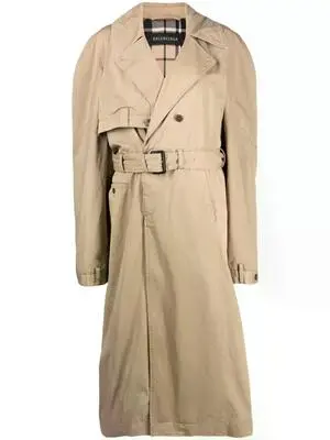 Balenciaga Belted Trench Coat - Neutrals