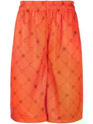 Marni Graphic Print Wide Leg Shorts - Orange