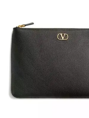 Valentino Garavani Vlogo Signature Grainy Calfskin Clutch Bag - Black