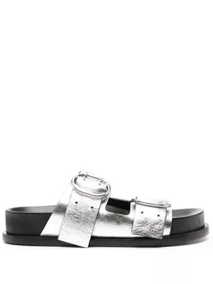 JIL SANDER Double-buckle Leather Sandals - Silver