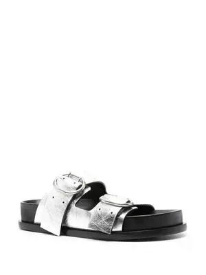 JIL SANDER Double-buckle Leather Sandals - Silver