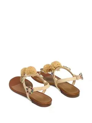 Dolce & Gabbana Embellished Pom-pom Flat Sandals