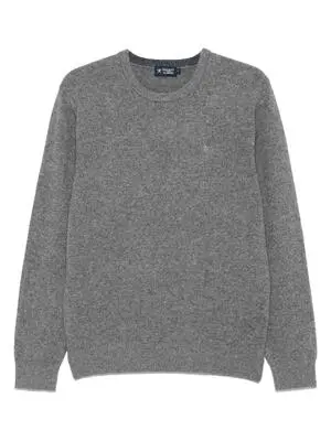 HACKETT Wool Sweater With Embroidered Logo - Grey