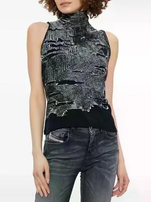 DIESEL® M-alma" High Neck Sleeveless Top With Distressed Finish