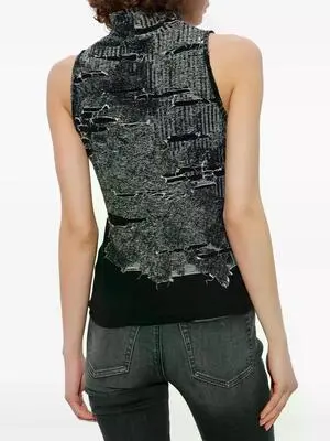 DIESEL® M-alma" High Neck Sleeveless Top With Distressed Finish