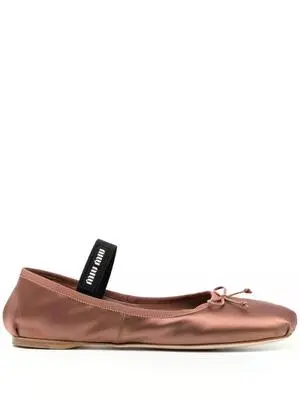 Miu Miu Satin Ballerina Shoes - Brown