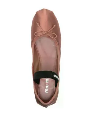 Miu Miu Satin Ballerina Shoes - Brown