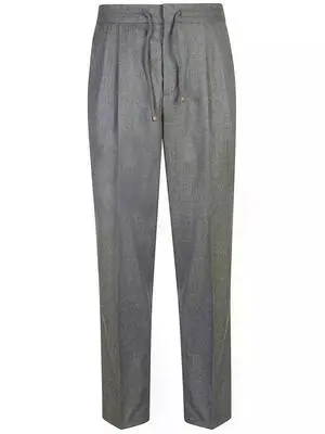 Brunello Cucinelli Medium Virgin Wool Drawstring Waist Trousers - Grey