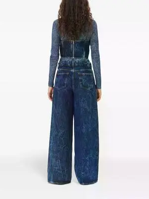 GANNI Marri Crinkled-effect Wide Leg Jeans