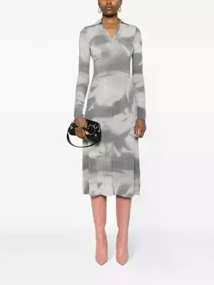 DIESEL® Wool Knitted Camouflage Midi Dress - Grey