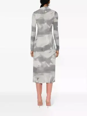 DIESEL® Wool Knitted Camouflage Midi Dress