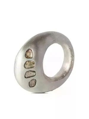 PARTS OF FOUR Tall Mountain Sterling Ring With Rough Diamonds - Silver
