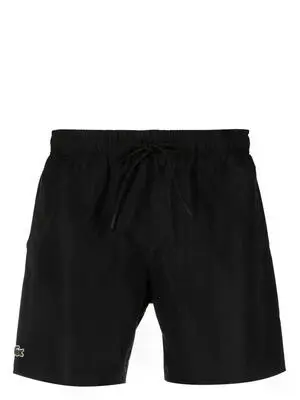 Lacoste Embroidered-logo Swim Shorts - Black