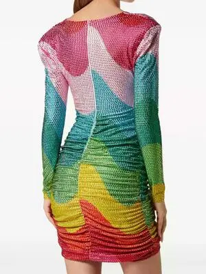 Philipp Plein Crystal-embellished Rainbow-print Minidress - Blue