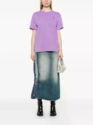 Play Comme Des Garcon Cotton Heart Patch T-shirt - Purple