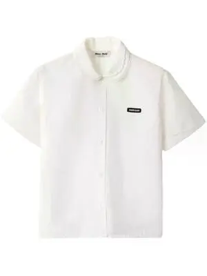 Miu Miu Poplin Shirt With Peter Pan Collar And Scallop Edge - White