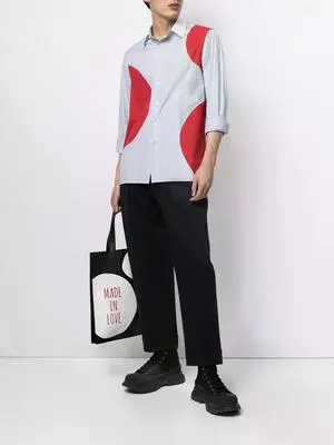 PORTS V Navy Cotton Turn-up Hem Straight Leg Trousers