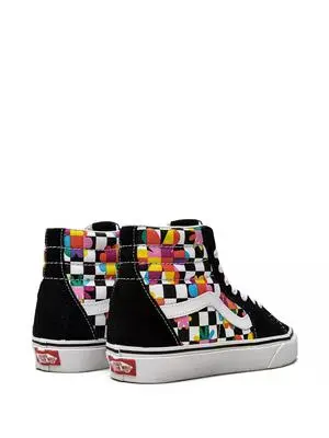 VANS Sk8-hi Floral Checkerboard High Top Sneakers - Black