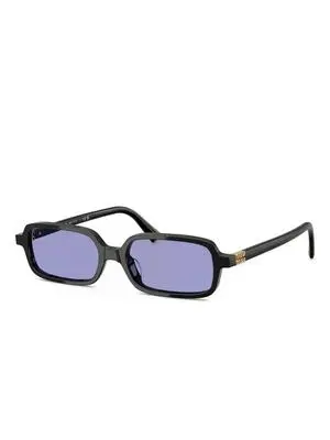 Miu Miu Logo-lettering Rectangle Sunglasses - Black