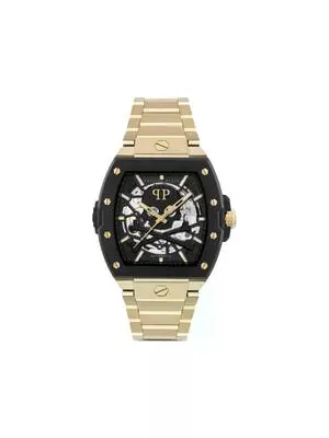Philipp Plein The Skeleton 44mm Watch With Gold-tone Bracelet - Black
