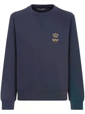 Dolce & Gabbana Bee-embroidered Cotton Sweatshirt - Blue