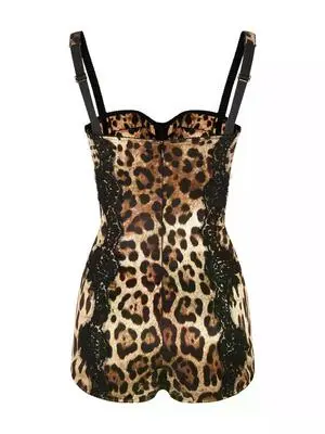 Dolce & Gabbana Leopard-print Silk Balconette Bodysuit